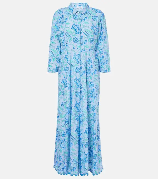 JULIET DUNN Floral Cotton Maxi Dress - Blue