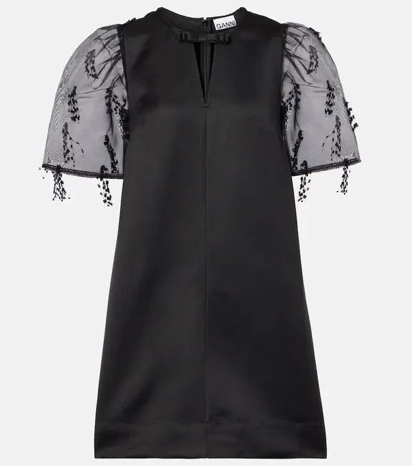 GANNI Embroidered Organza Minidress