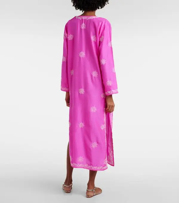JULIET DUNN Embroidered Silk Kaftan - Pink