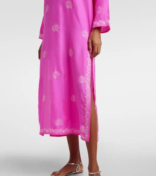 JULIET DUNN Embroidered Silk Kaftan - Pink