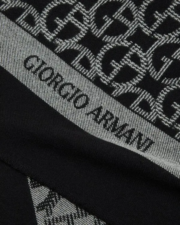 Giorgio Armani Wool Scarf With Jacquard Monogram