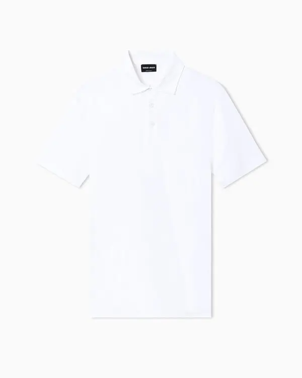 Giorgio Armani Pure Cotton Interlock Polo Shirt With Embroidered Logo - White