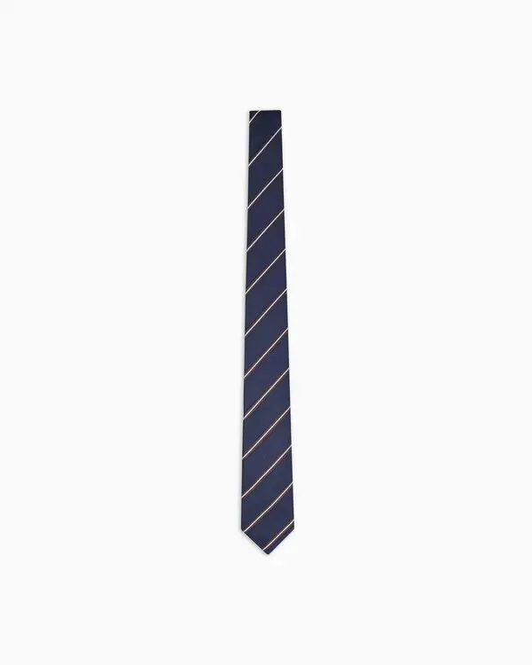 Giorgio Armani Silk Regimental Jacquard Neck Tie - Blue