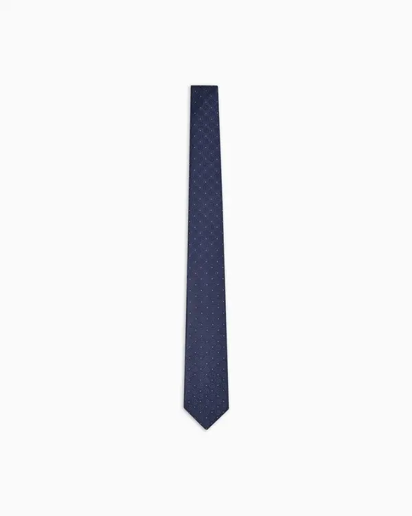 Giorgio Armani Silk Tie With Jacquard Monogram - Blue