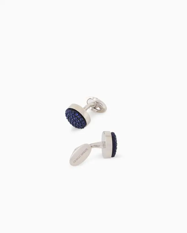 Giorgio Armani Sterling Silver Cufflinks With Satin And Crystals