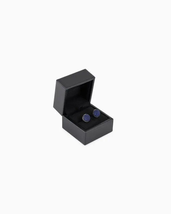 Giorgio Armani Sterling Silver Cufflinks With Satin And Crystals