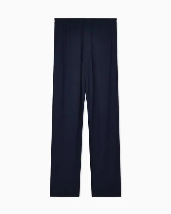 Giorgio Armani Loungewear Trousers In Stretch Modal - Blue