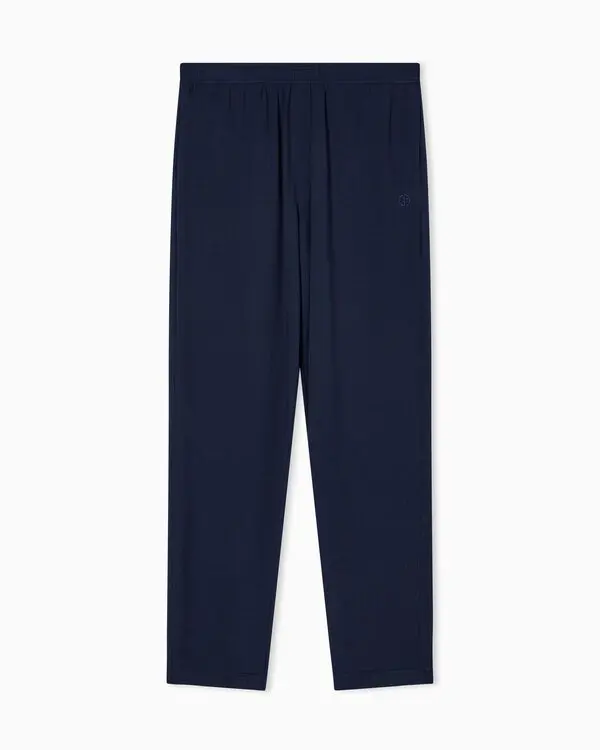 Giorgio Armani Loungewear Trousers In Stretch Modal - Blue