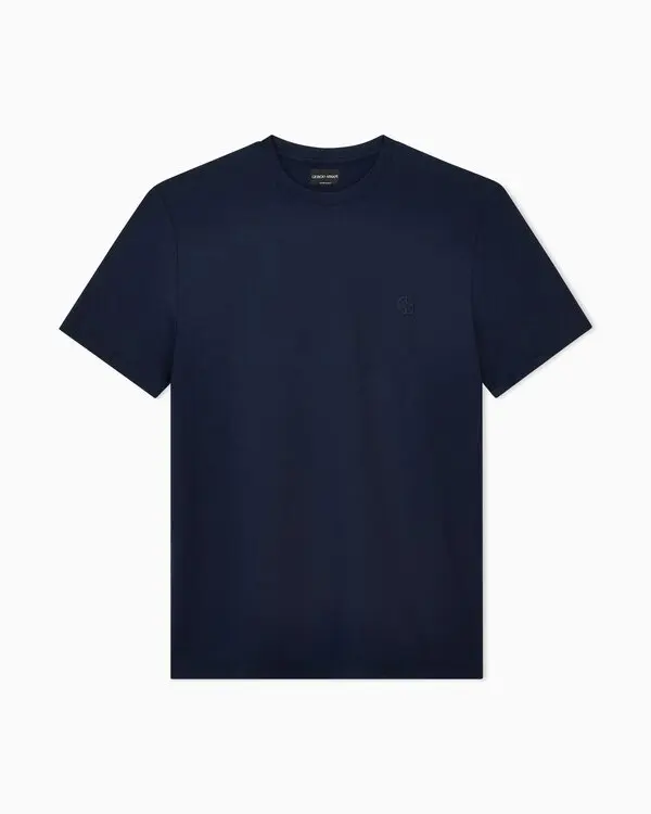 Giorgio Armani Stretch-jersey Loungewear Short-sleeved T-shirt - Blue