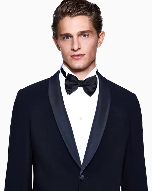 Giorgio Armani Pure Silk Knotted Bow Tie - Black