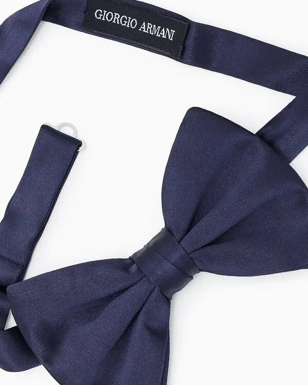 Giorgio Armani Pure Silk Knotted Bow Tie - Blue