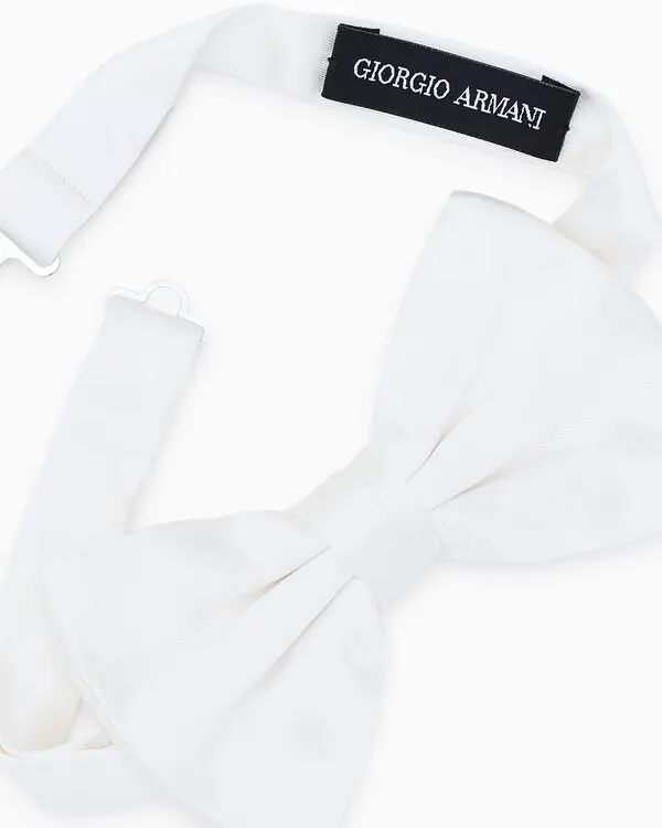 Giorgio Armani Pure Silk Knotted Bow Tie - White