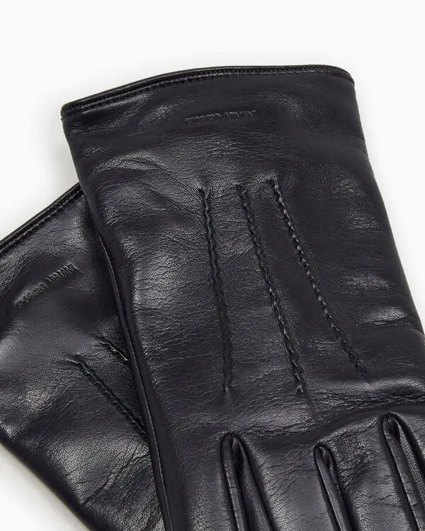 Giorgio Armani Nappa Leather Gloves - Blue