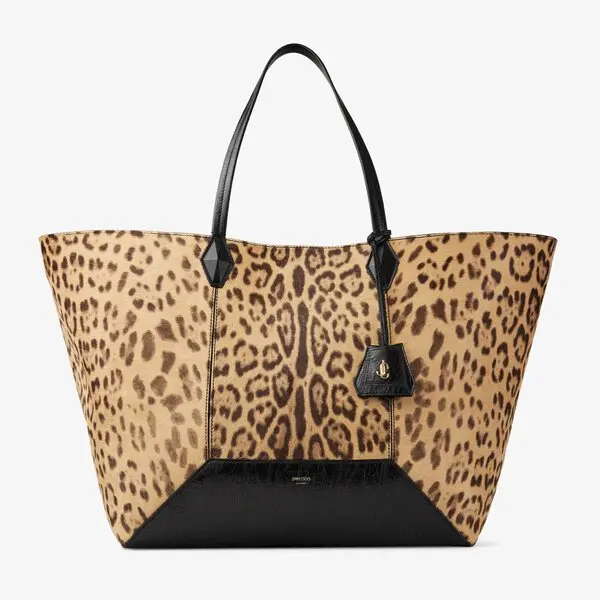 JIMMY CHOO Diamond Large Leopard Print Tote Bag