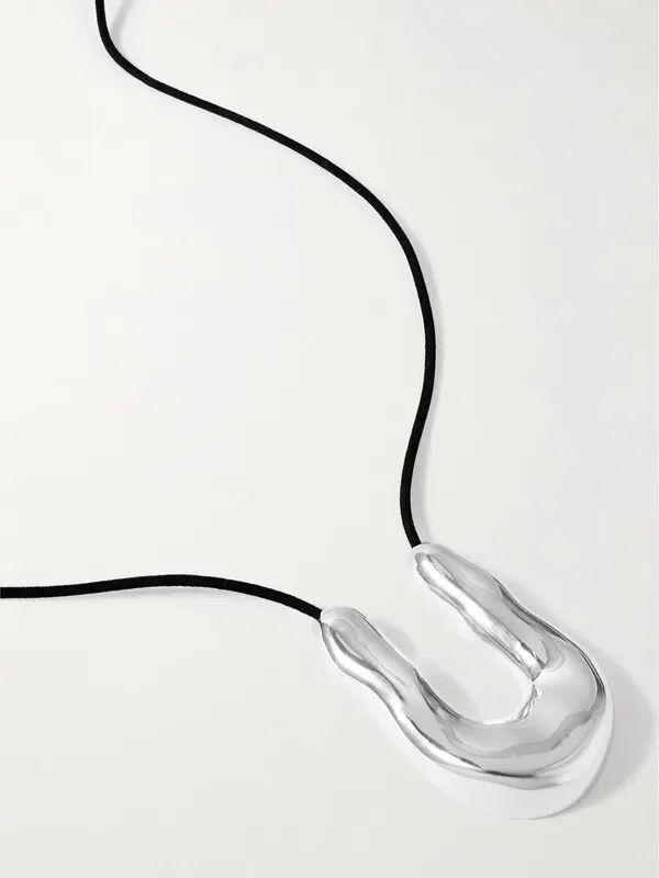 Agmes Large Wishbone Pendant Necklace - Silver