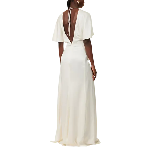 Victoria Beckham Gathered-Front Open-Back Maxi Dress - Ivory | Editorialist