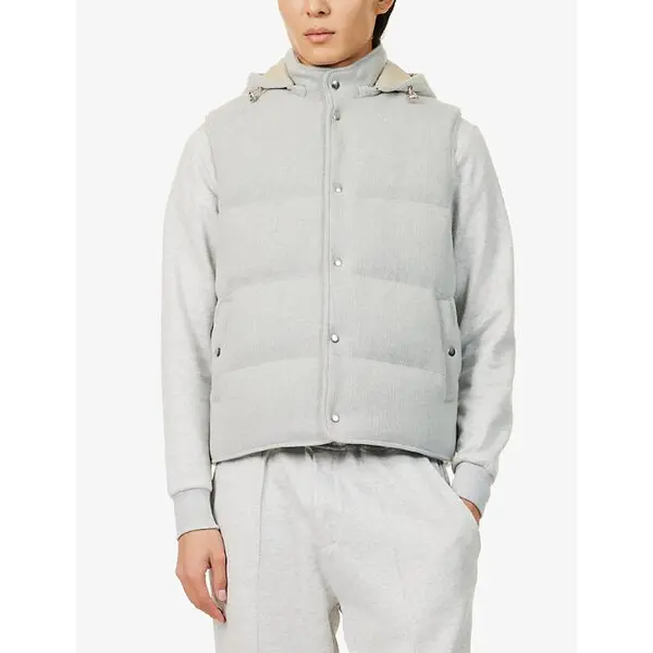 Eleventy Ribbed Padded Wool And Cashmere Gilet