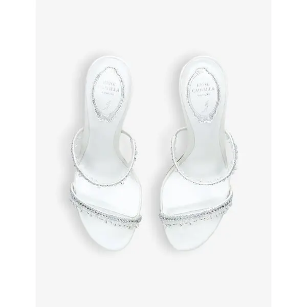 Rene Caovilla Chandelier 80 Jewel-embellished Leather Heeled Sandals - White