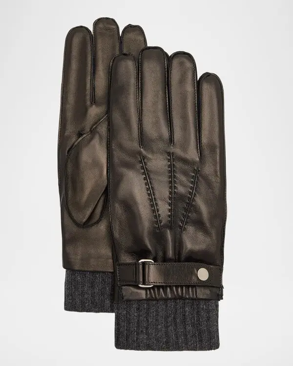 Portolano Apos;s Napa Leather And Cashmere-cuff Gloves