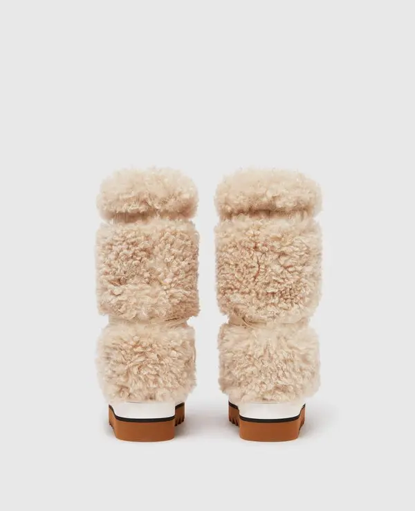 Stella McCartney Sneak-elyse Plush Teddy Snow Boots - Cream