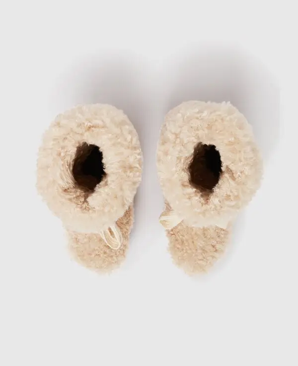 Stella McCartney Sneak-elyse Plush Teddy Snow Boots - Cream