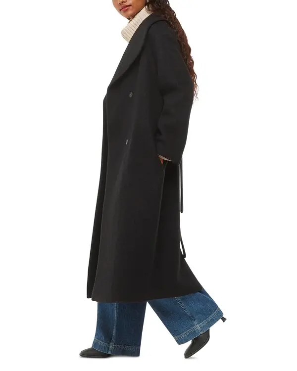 Whistles Petite Morgan Funnel Neck Wool Coat - Black