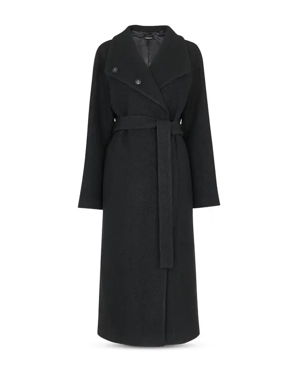 Whistles Petite Morgan Funnel Neck Wool Coat - Black