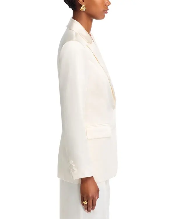 Aqua Satin Notched Lapel Blazer - Cream
