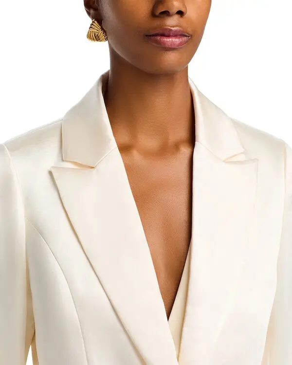 Aqua Satin Notched Lapel Blazer - Cream