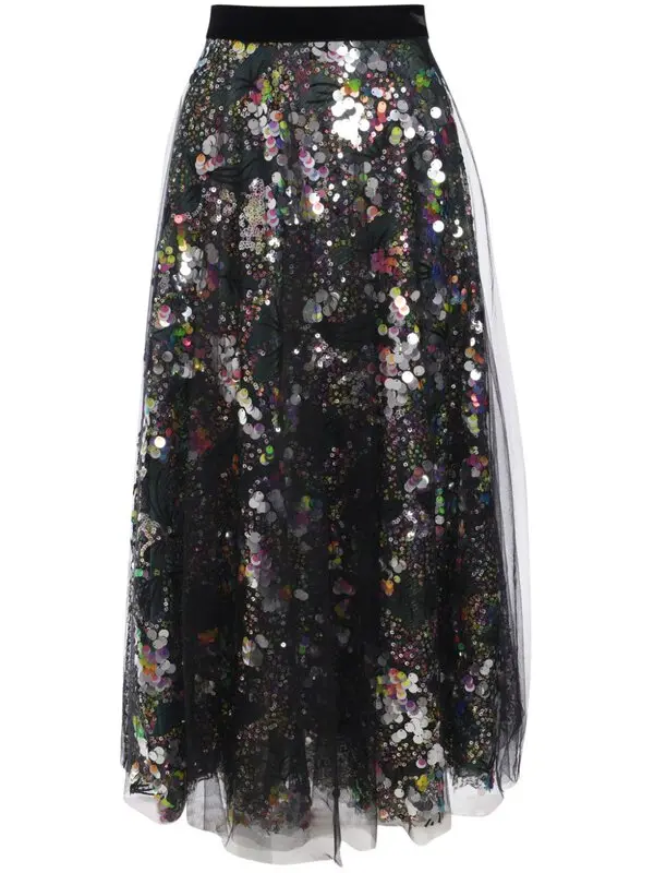 Talbot Runhof Hessa Sequin Embellished Midi Skirt