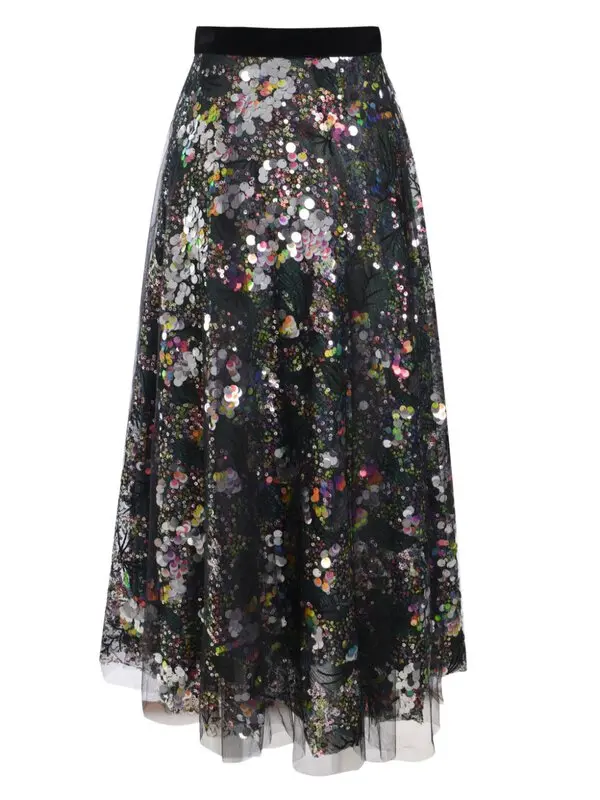 Talbot Runhof Hessa Sequin Embellished Midi Skirt