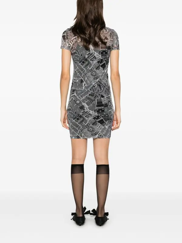 BOSS Newspaper-print Mesh Mini Dress