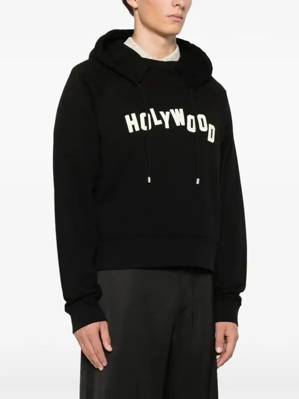 Loewe Cotton Jersey 'holywood' Print Hoodie - Black