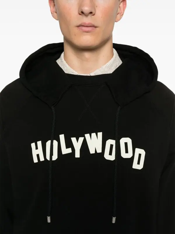 Loewe Cotton Jersey 'holywood' Print Hoodie - Black