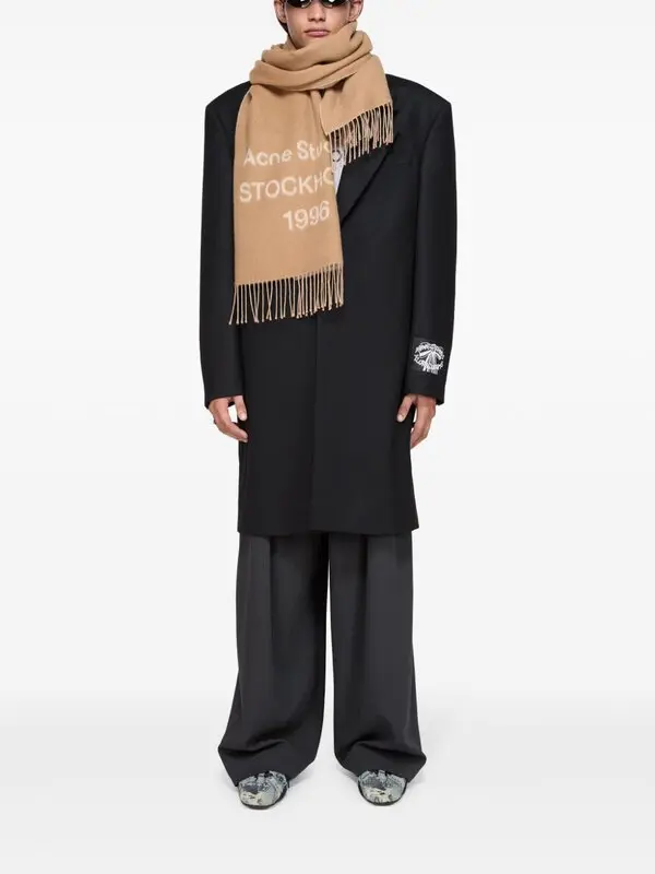 Acne Studios Logo-print Wool Scarf - Brown
