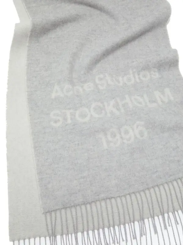 Acne Studios Logo-print Wool Scarf - Grey