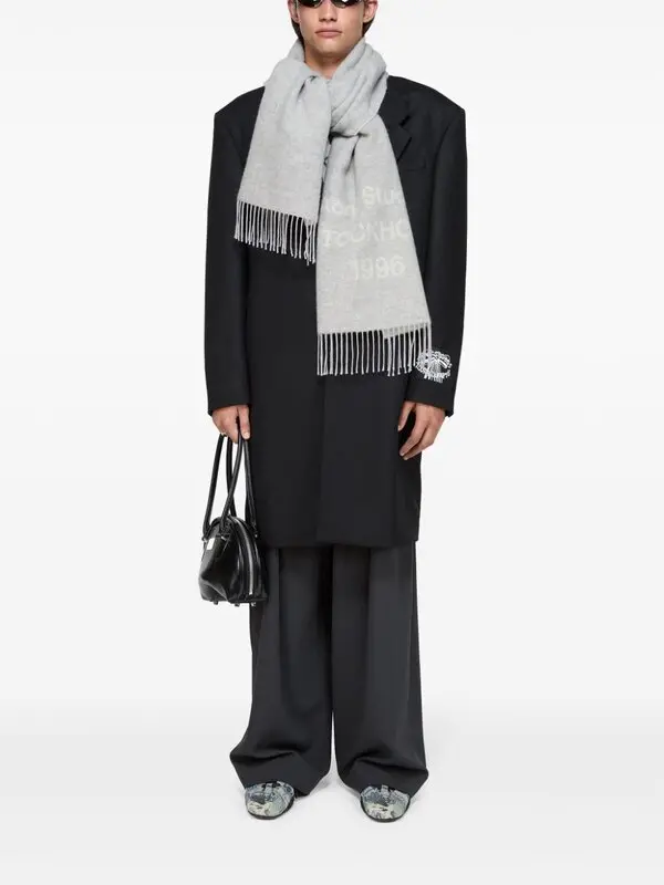 Acne Studios Logo-print Wool Scarf - Grey