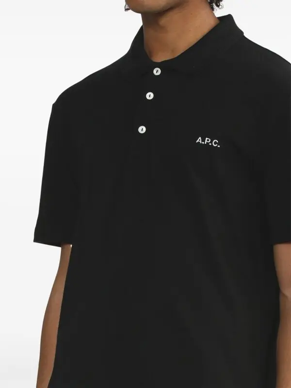 A.p.c. Logo-embroidered Polo Shirt - Black