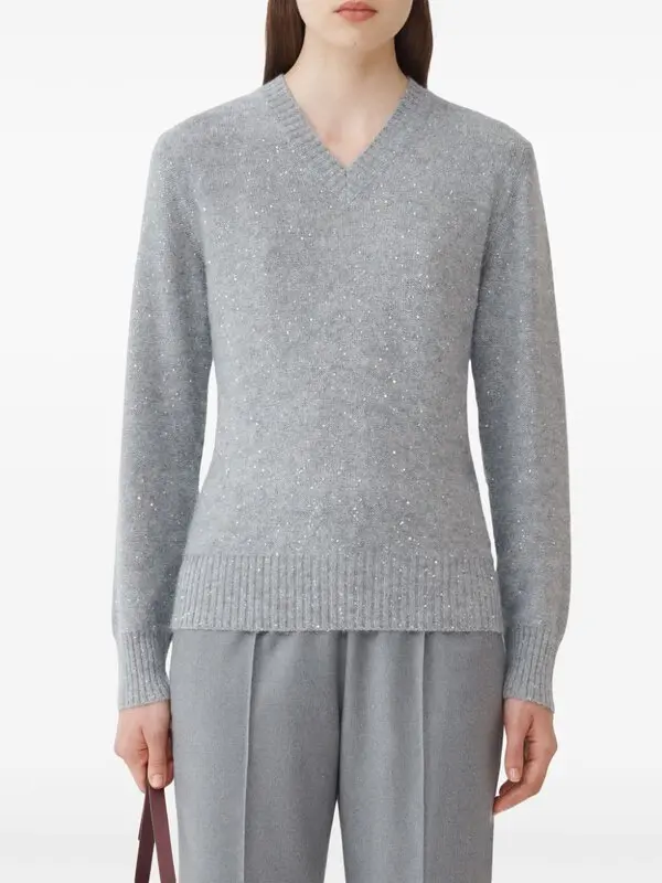 Fabiana Filippi Sequin-Embellished Sweater - Grey | Editorialist