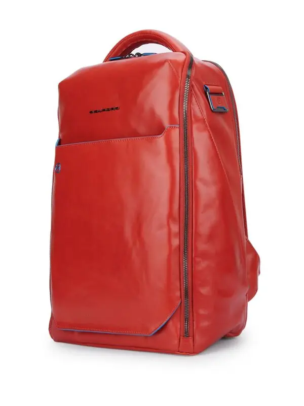PIQUADRO Padded Leather Backpack - Orange