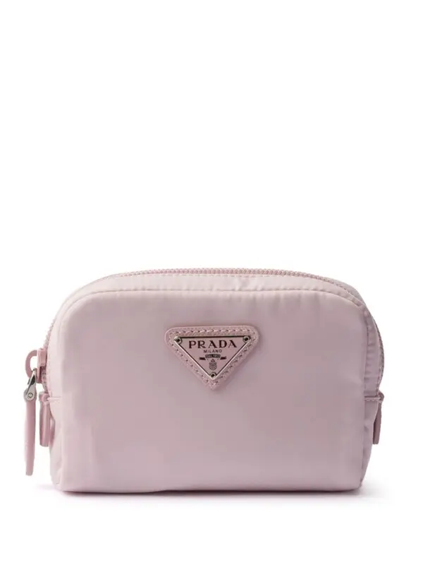 Prada Logo-triangle Make-up Bag - Pink
