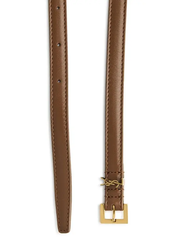 Saint Laurent Cassandre Extra Thin Leather Belt