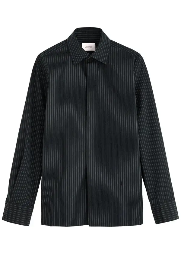 Saint Laurent Stripe Cotton Shirt - Black