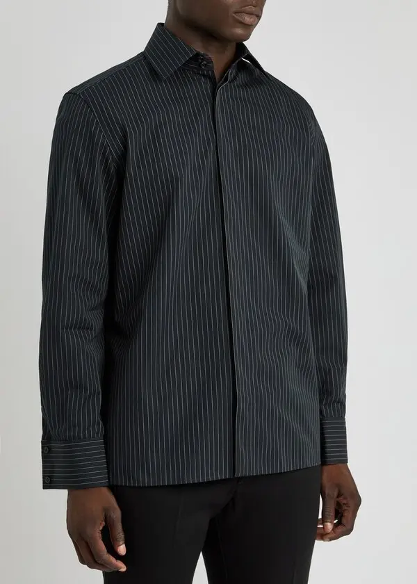 Saint Laurent Stripe Cotton Shirt - Black