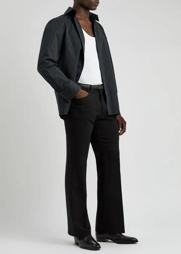 Saint Laurent Stripe Cotton Shirt - Black