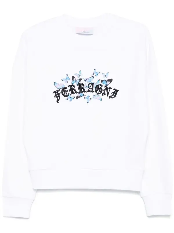 CHIARA FERRAGNI Gothic Butterflies Sweatshirt - White