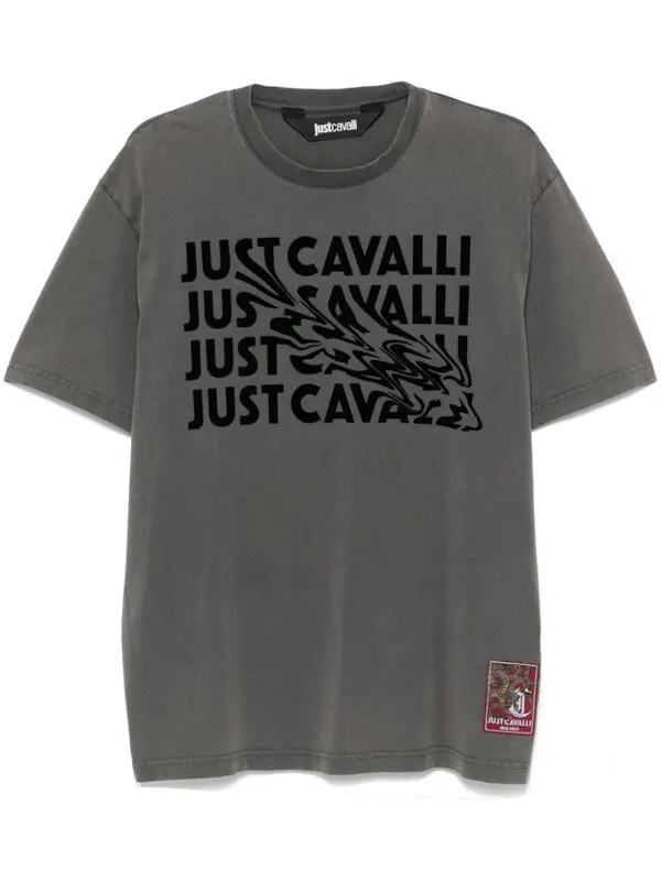 Just Cavalli Flocked-logo T-shirt