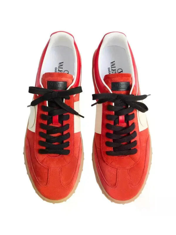 Valentino Garavani Upvillage Low-top Trainers In Split Leather And Calfskin Nappa Leather - Red