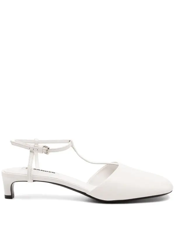 JIL SANDER Leather T-bar Pumps - White