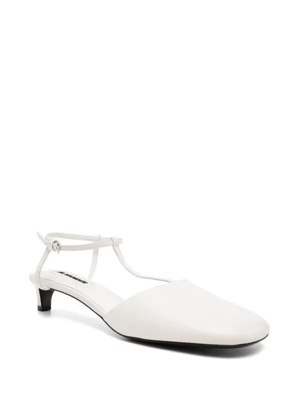 JIL SANDER Leather T-bar Pumps - White